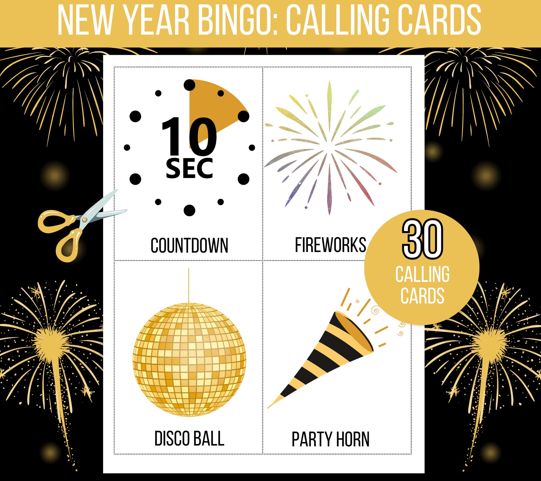 New Year's Bingo, 30 Happy New Year's Eve Bingo Cards, New Year's ...