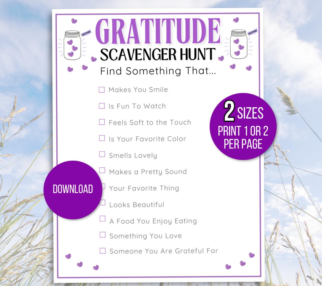 Gratitude Photo Scavenger Hunt, Gratitude Scavenger Hunt for Kids ...