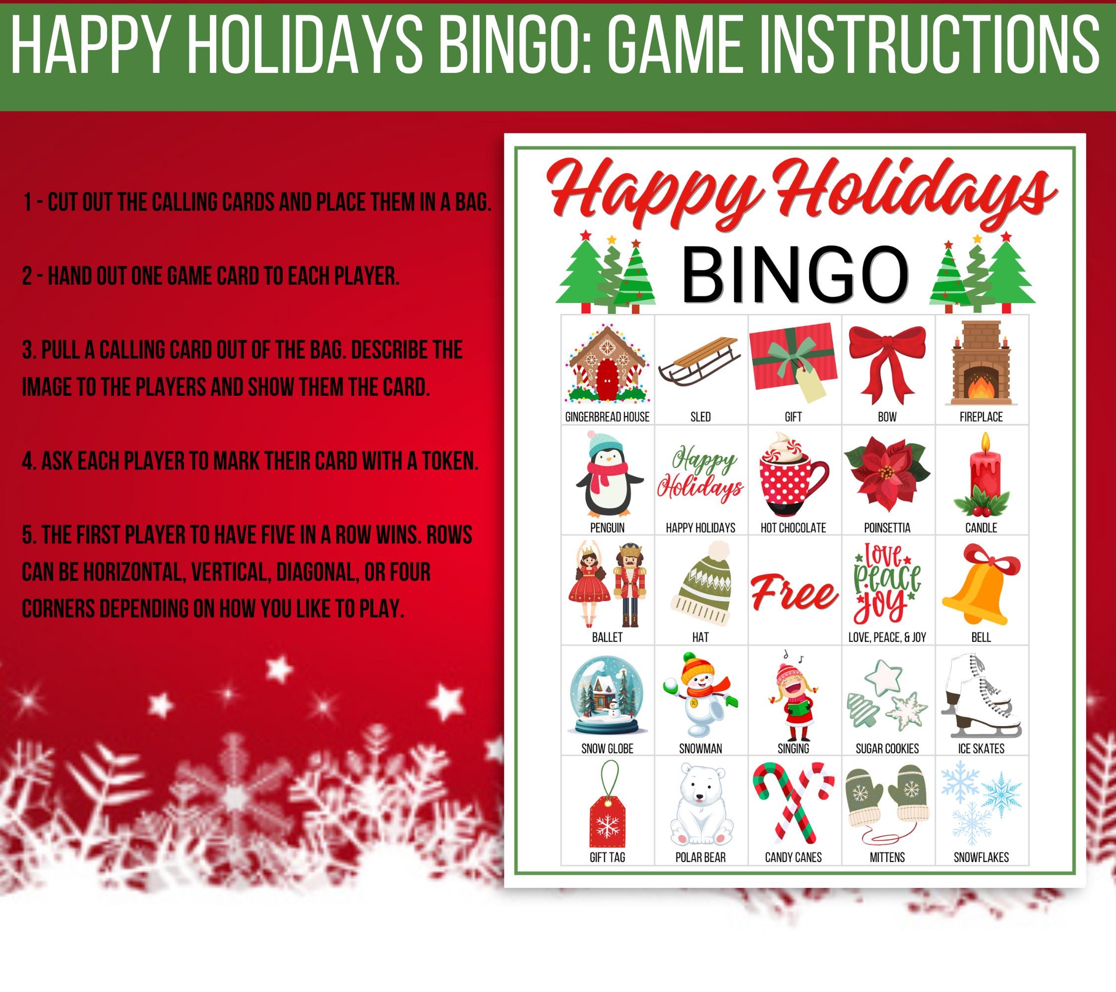 Holiday Bingo, 30 Holiday Bingo Cards, Holiday Activity, Kids Holiday ...
