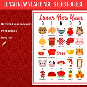 Lunar New Year Bingo, 30 Lunar New Year Bingo Cards, Lunar New Year ...