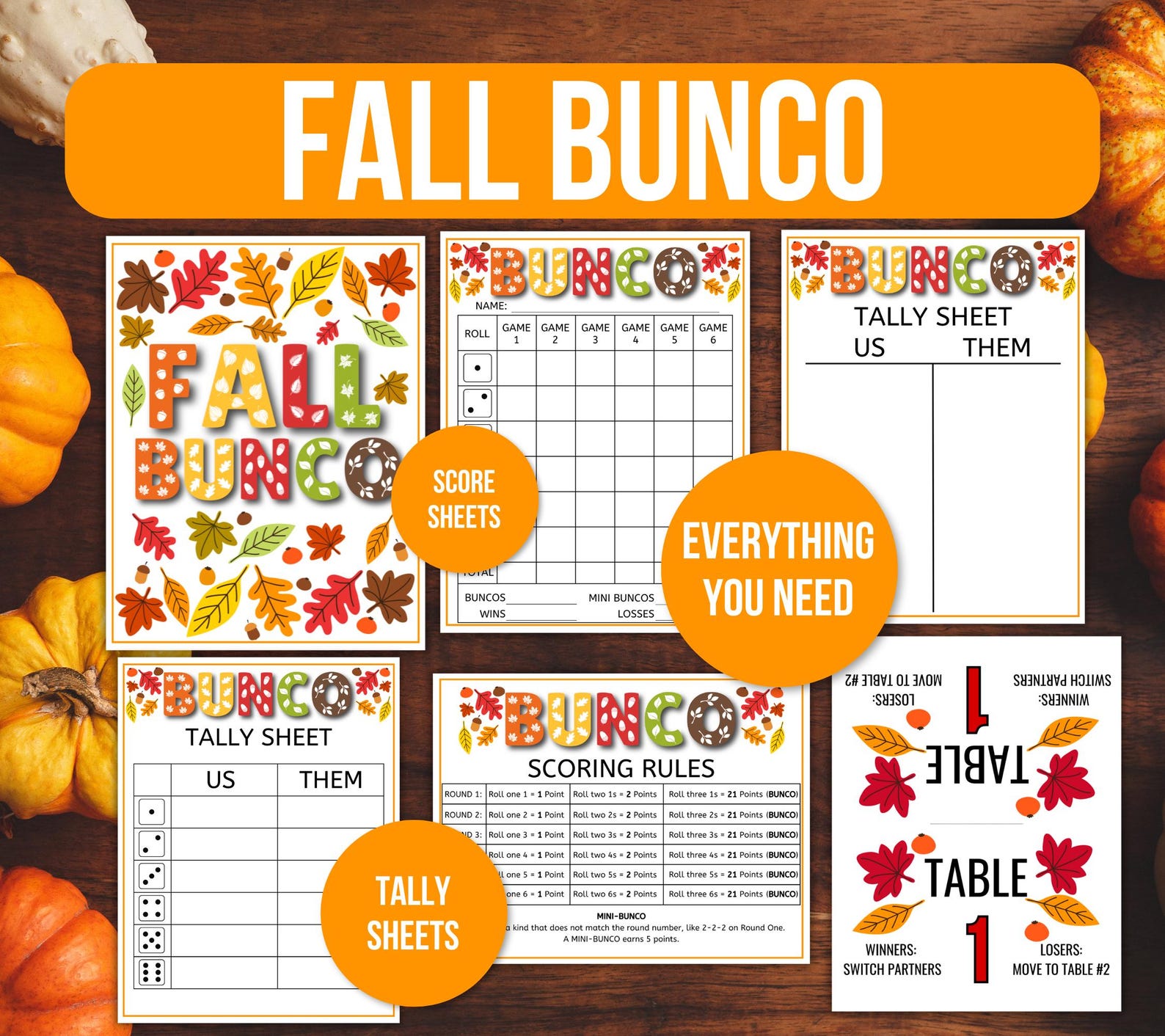 Fall Bunco Score Sheet, Fall Bunco, Fall Bunco Game, Fall Bunco ...