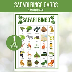 Safari Bingo, 30 Printable Safari Bingo Cards, Safari Party Game ...