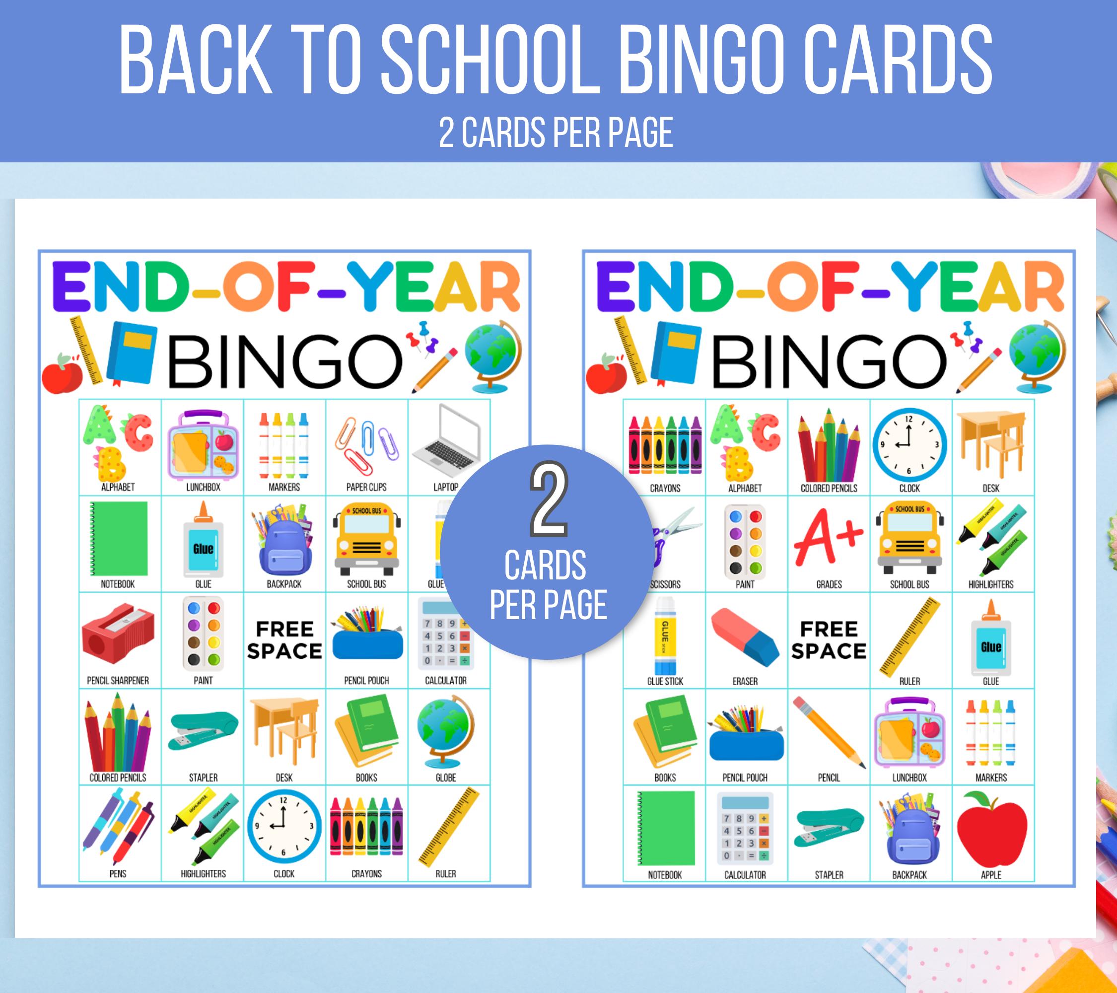 End of Year Bingo, 30 End of Year Bingo Cards, Last Day of School Bingo ...