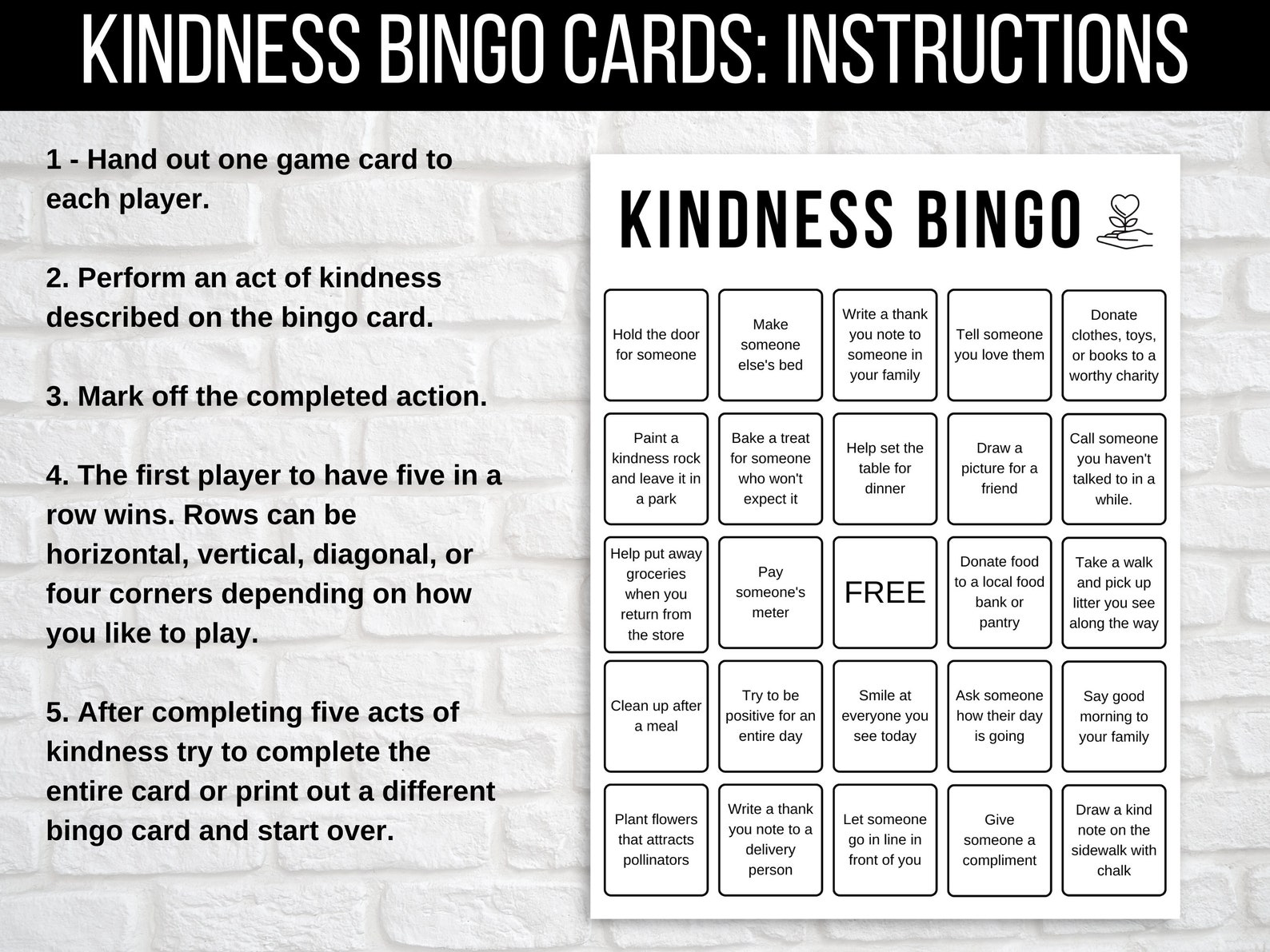 Kindness Bingo 3 Kindness Bingo Cards Acts of Kindness - Etsy