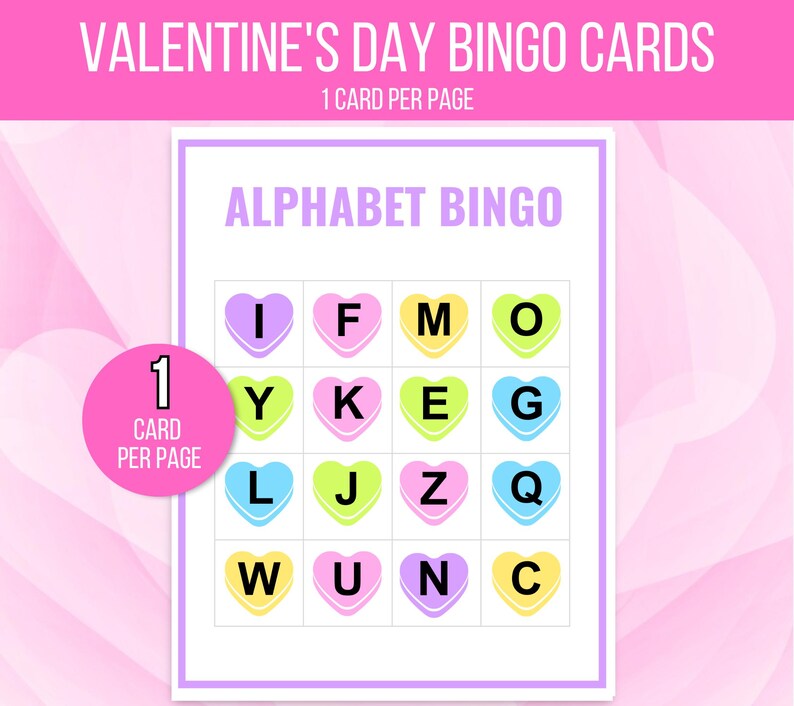 Valentine's Day Bingo, 30 Valentines Day Bingo Game Cards, Valentines ...