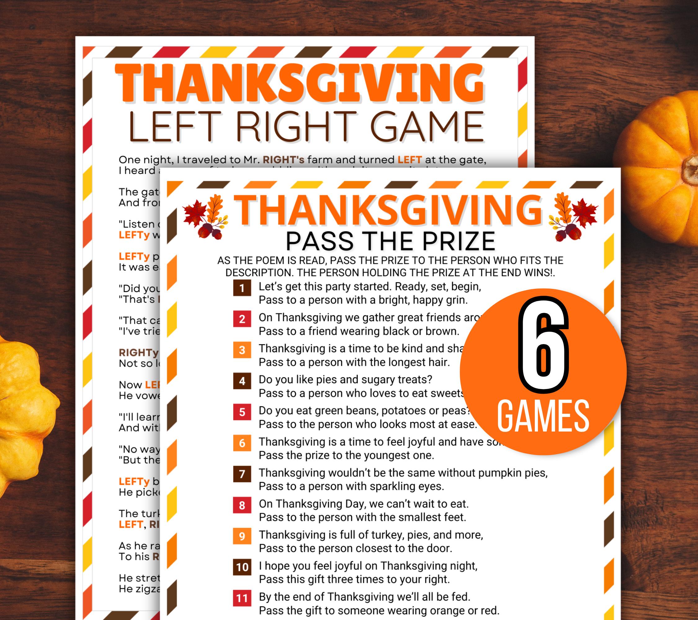 Thanksgiving Pass the Prize Game, Thanksgiving Games, Thanksgiving Left ...