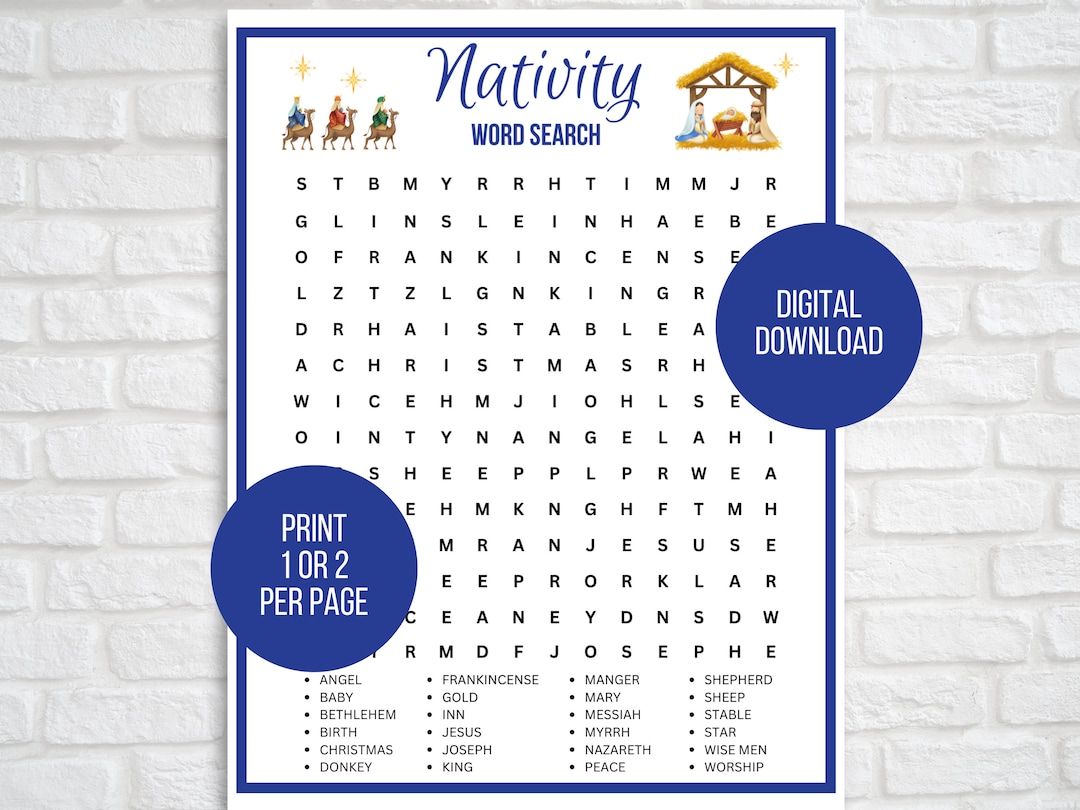 Nativity Word Search, Fun Nativity Game, Printable Nativity Game ...