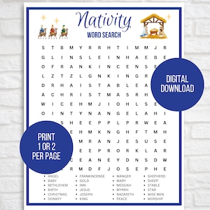 Nativity Word Search, Fun Nativity Game, Printable Nativity Game ...