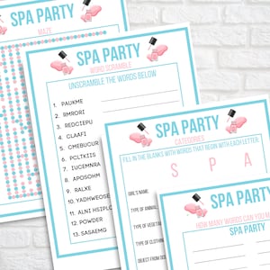 Spa Party Games Printable, Spa Party Activities, Girls Spa Party Games ...