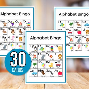 Alphabet Bingo, 30 Printable Alphabet Bingo Cards, ABC Practice, ABC ...