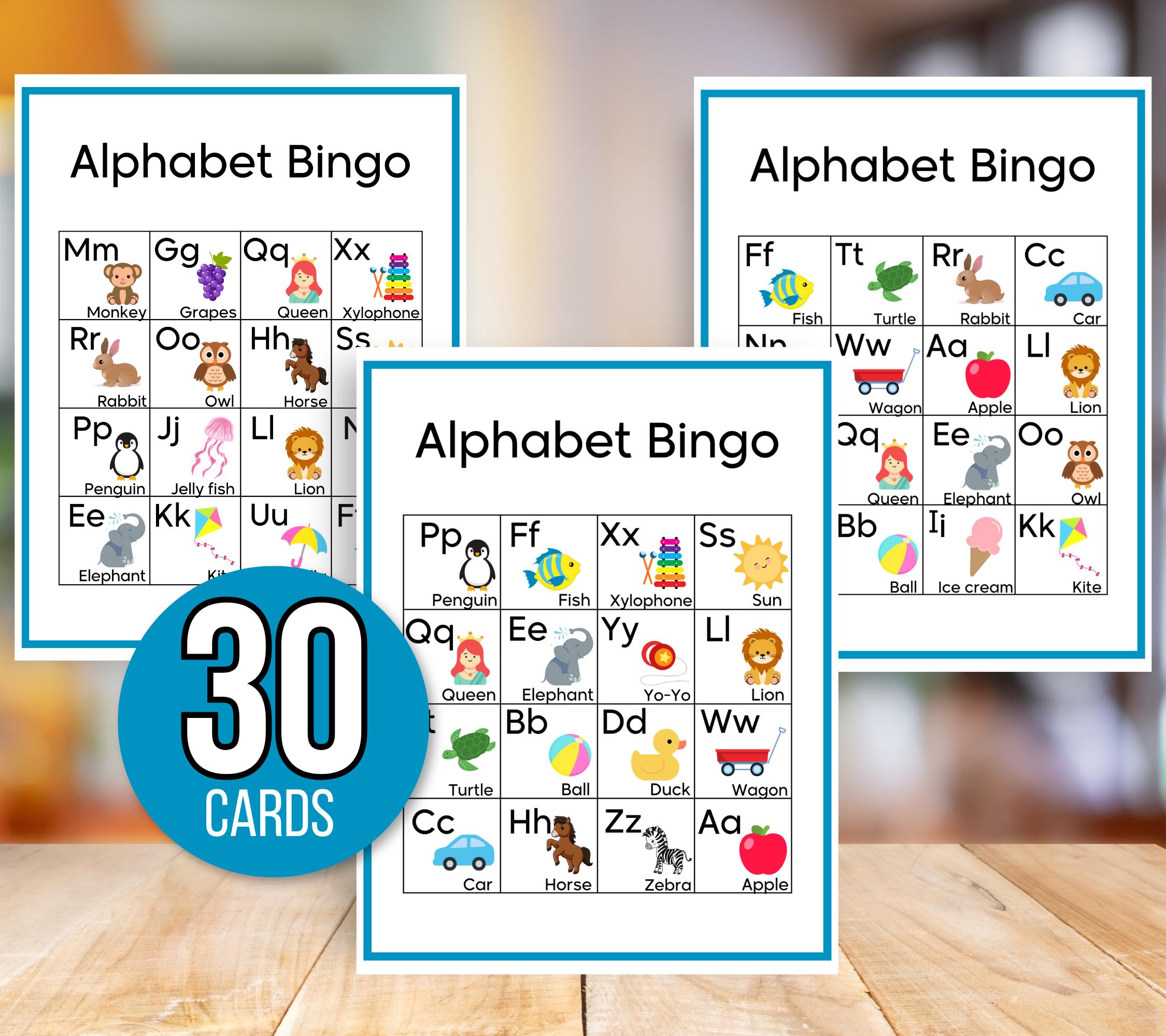 Alphabet Bingo, 30 Printable Alphabet Bingo Cards, ABC Practice, ABC ...