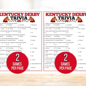 Kentucky Derby Trivia Game, Kentucky Derby Game, Kentucky Derby Trivia ...