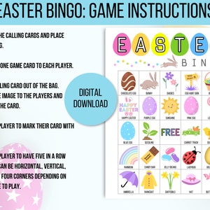 Easter Bingo, 50 Printable Easter Bingo Cards, Easter Activity for Kids ...