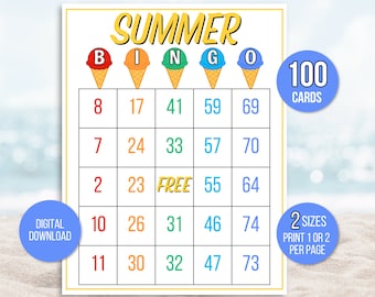 Summer Bingo, 40 Summer Bingo Cards, Summer Game, Kid's Printable Bingo ...