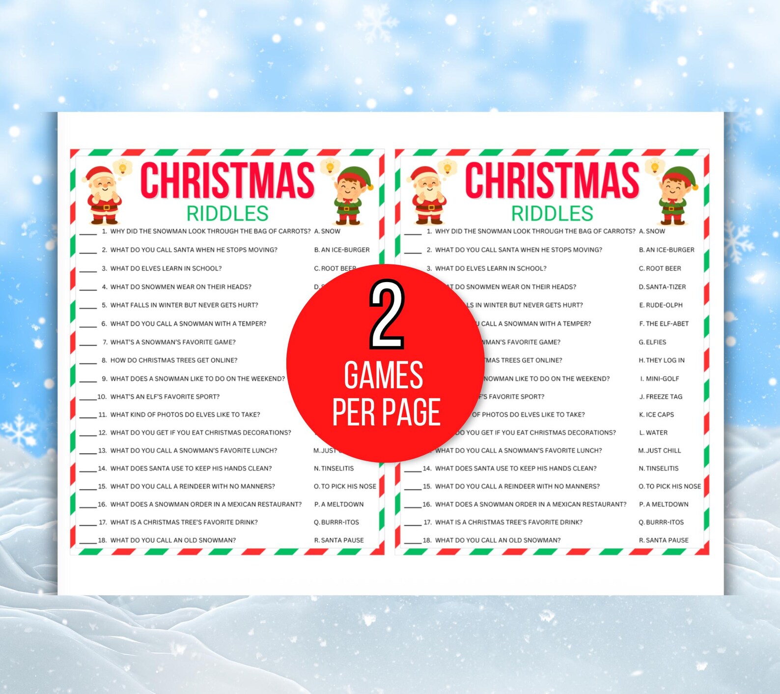 Christmas Riddles Game, Holiday Riddle Game, Fun Christmas Game ...
