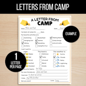 Letters From Camp, Summer Camp Letters, Printable Letter From Camp ...