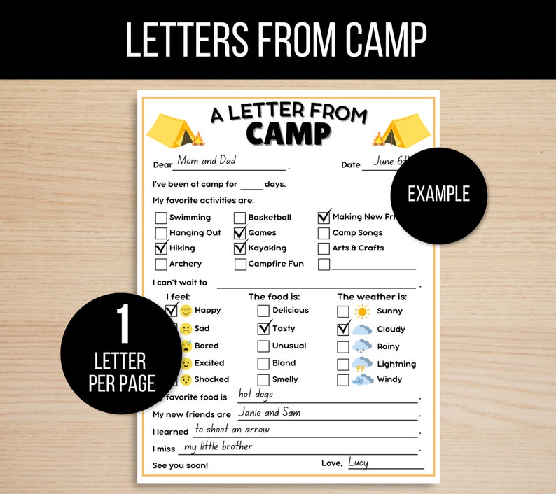 Letters From Camp, Summer Camp Letters, Printable Letter From Camp ...