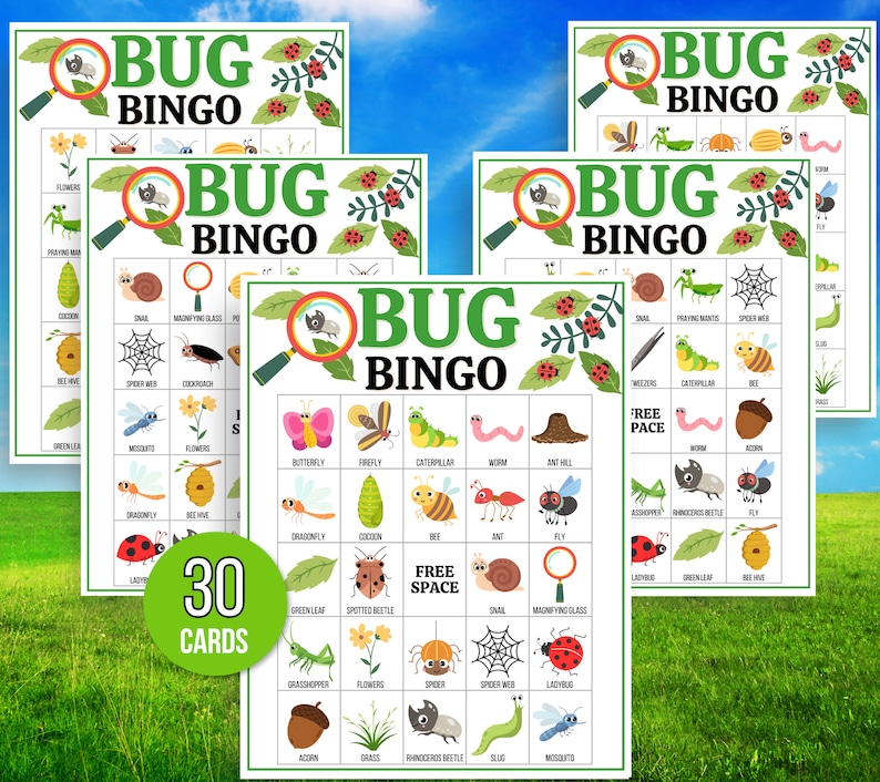 Bug Bingo, 30 Printable Bug Bingo Cards, Insect Bingo, Nature Bingo ...