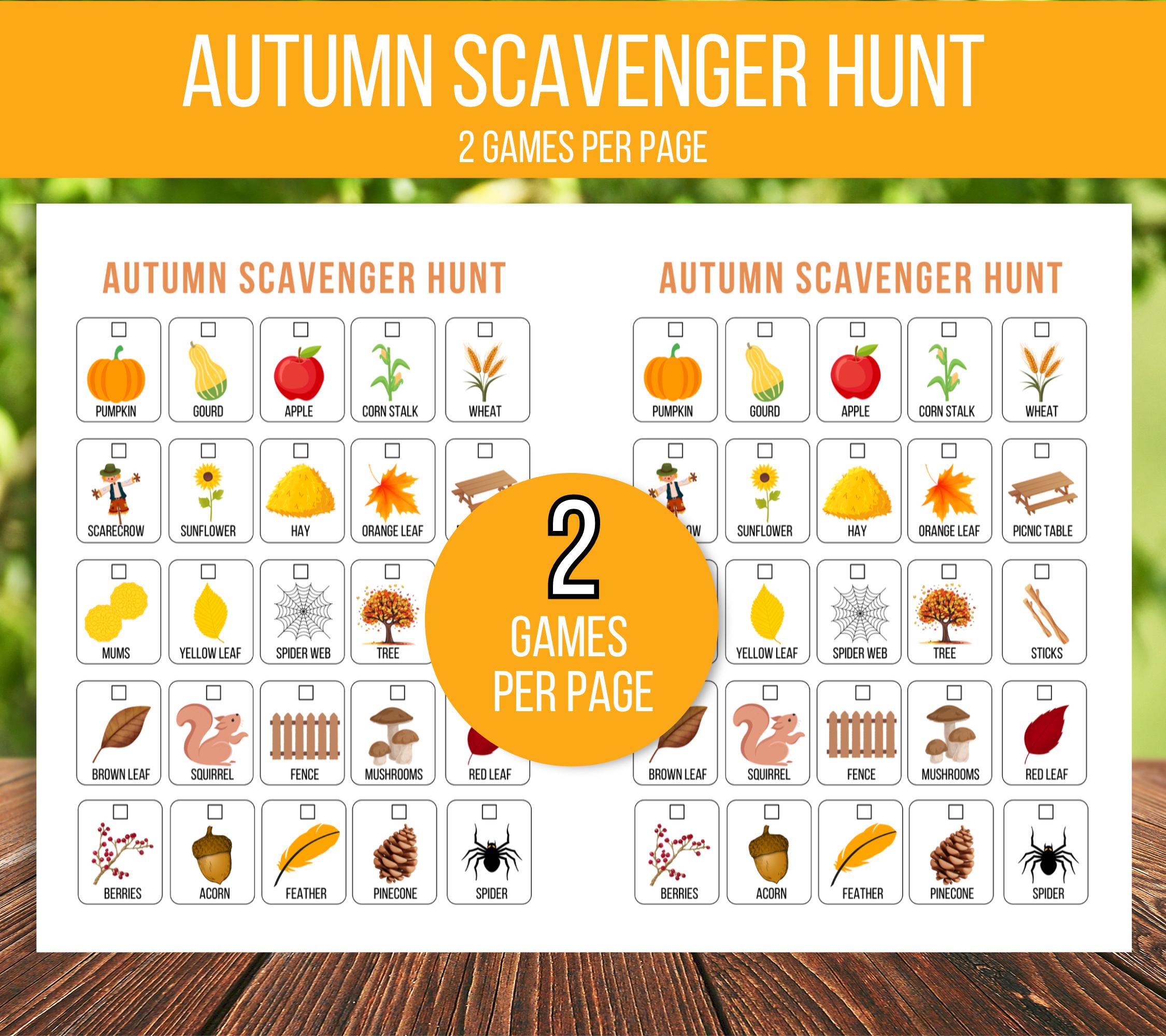 Autumn Scavenger Hunt for Kids, Outdoor Nature Scavenger Hunt, Autumn ...