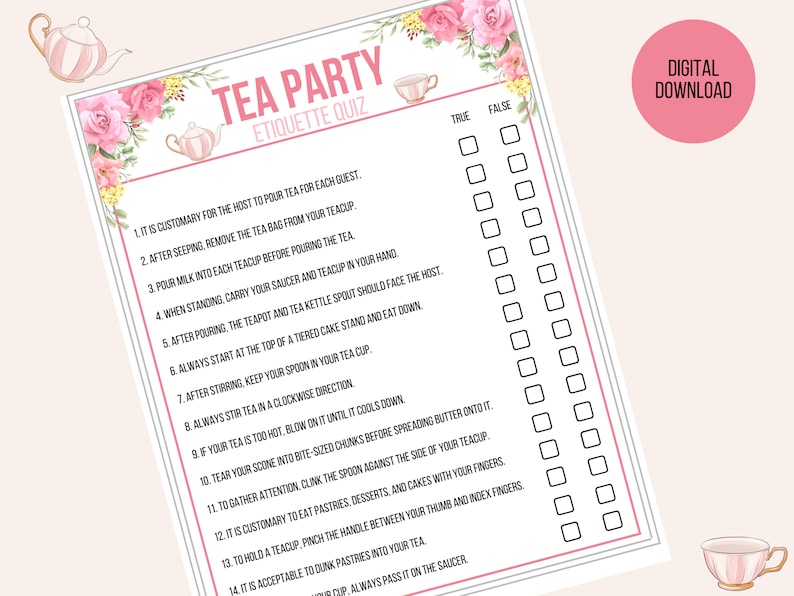 Tea Party Etiquette Games at Lara Bunton blog