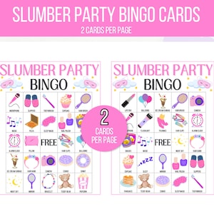 Slumber Party Bingo, Pajama Party Bingo, Sleepover Bingo, 30 Slumber ...