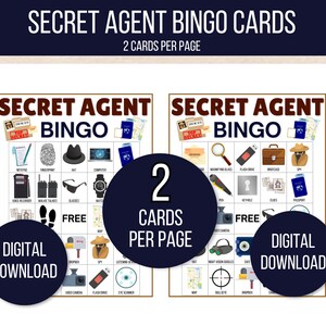 Secret Agent Bingo, 30 Printable Secret Agent Bingo Cards, Secret Agent ...