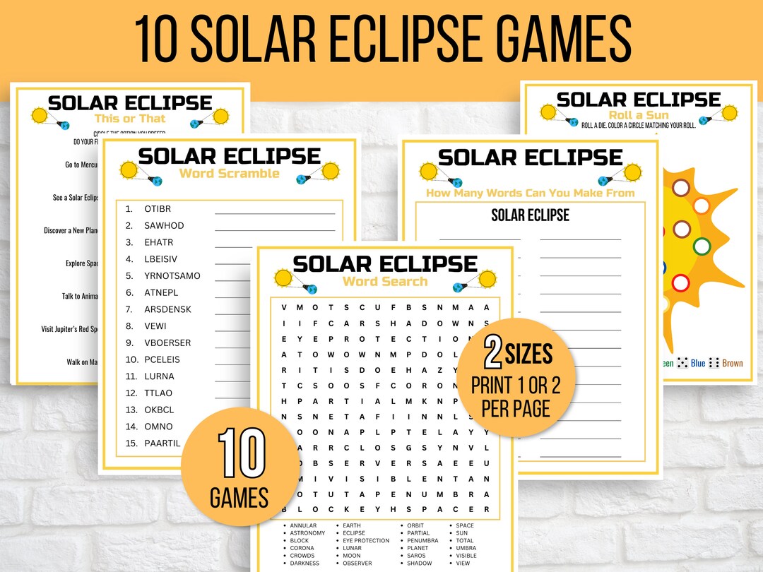 Solar Eclipse Games, Printable Solar Eclipse Games, Solar Eclipse Game ...