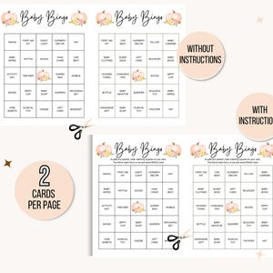 60 Fall Baby Shower Bingo Cards, Fall Baby Shower Games, Little Pumpkin ...