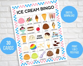 Ice Cream Bingo Game Ice Cream Party Game Printable Bingo - Etsy