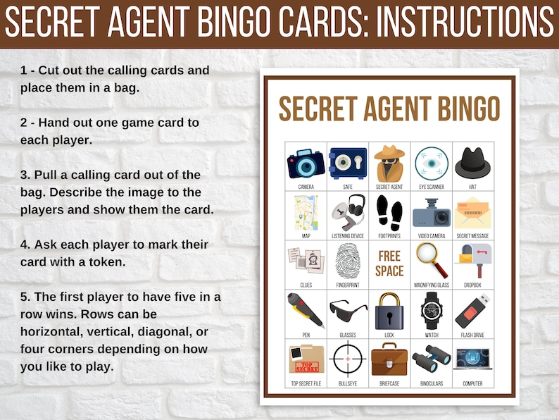 Secret Agent Bingo 30 Printable Secret Agent Bingo Cards - Etsy