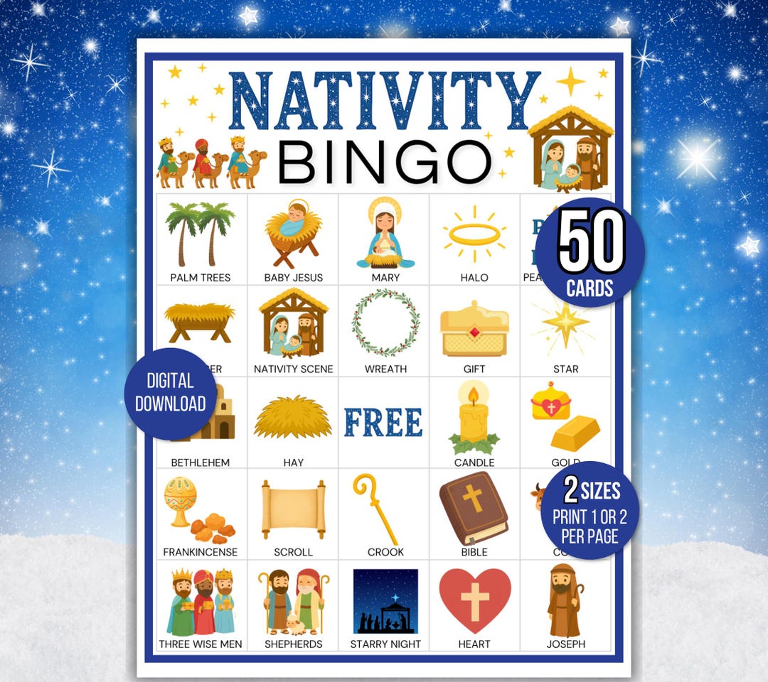 Nativity Bingo, 50 Nativity Bingo Cards, Christmas Bingo, Christmas ...