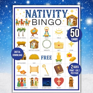 Nativity Bingo, 50 Nativity Bingo Cards, Christmas Bingo, Christmas ...