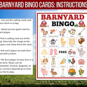 Barnyard Bingo, 30 Printable Barnyard Bingo Cards, Farm Bingo, Farm ...