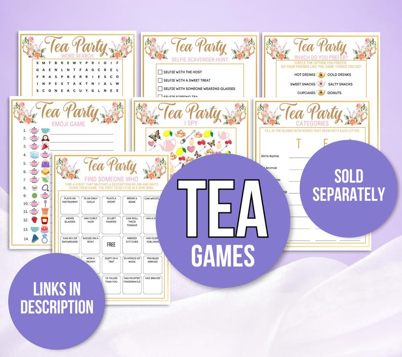 Tea Party Left Right Game, Tea Party Pass the Prize Games, Tea Party ...