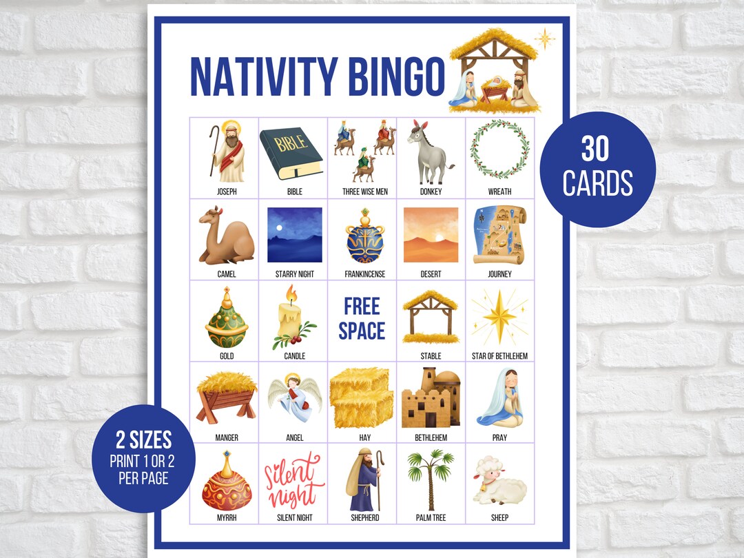 Nativity Bingo 30 Nativity Bingo Cards Christmas Bingo - Etsy Australia