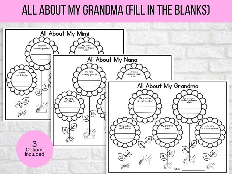 All About My Grandma Fill in the Blanks Questionnaire - Etsy