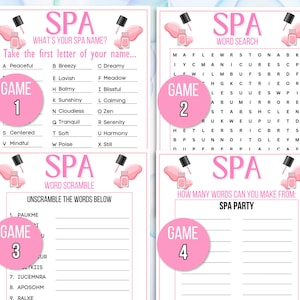 Spa Party Games Printable, Spa Party Activities, Girls Spa Party Games ...