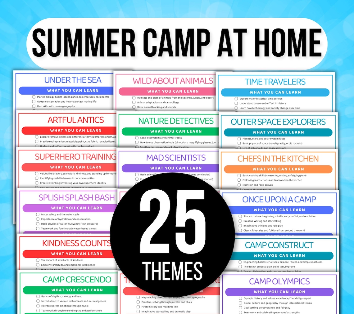 Summer Camp at Home, Summer Camp Activities for Kids, Summer Printable ...