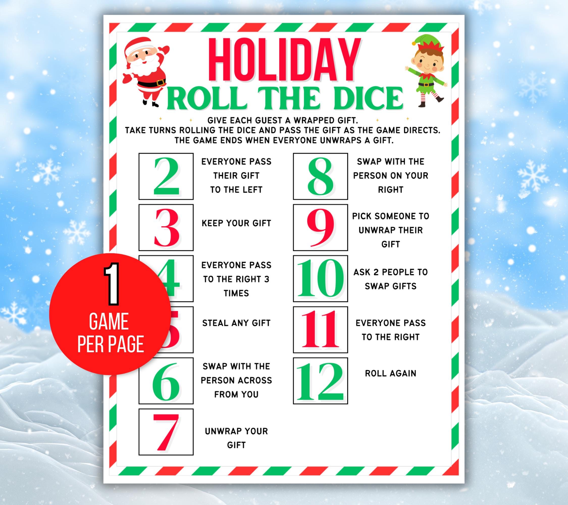 Roll the Dice Holiday Gift Exchange Games, Fun Christmas Games ...