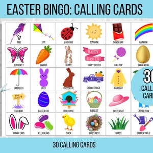 Easter Bingo, 30 Printable Easter Bingo Cards, Easter Activity for Kids ...