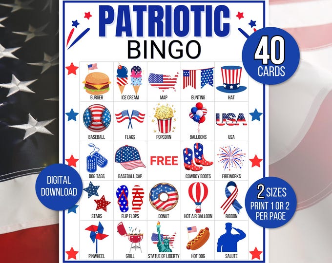 Handmade Fourth of July Bingo Card, Patriotic Decor, Altered Red, White ...