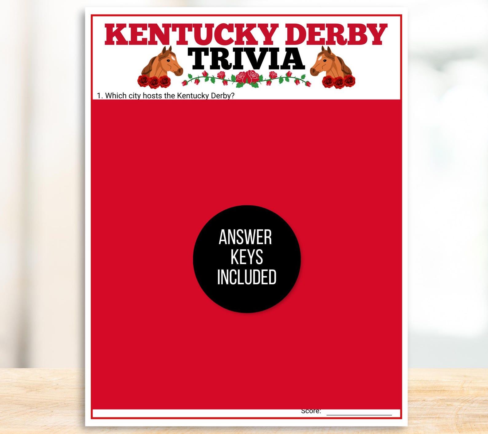 Kentucky Derby Trivia Game, Kentucky Derby Game, Kentucky Derby Trivia ...