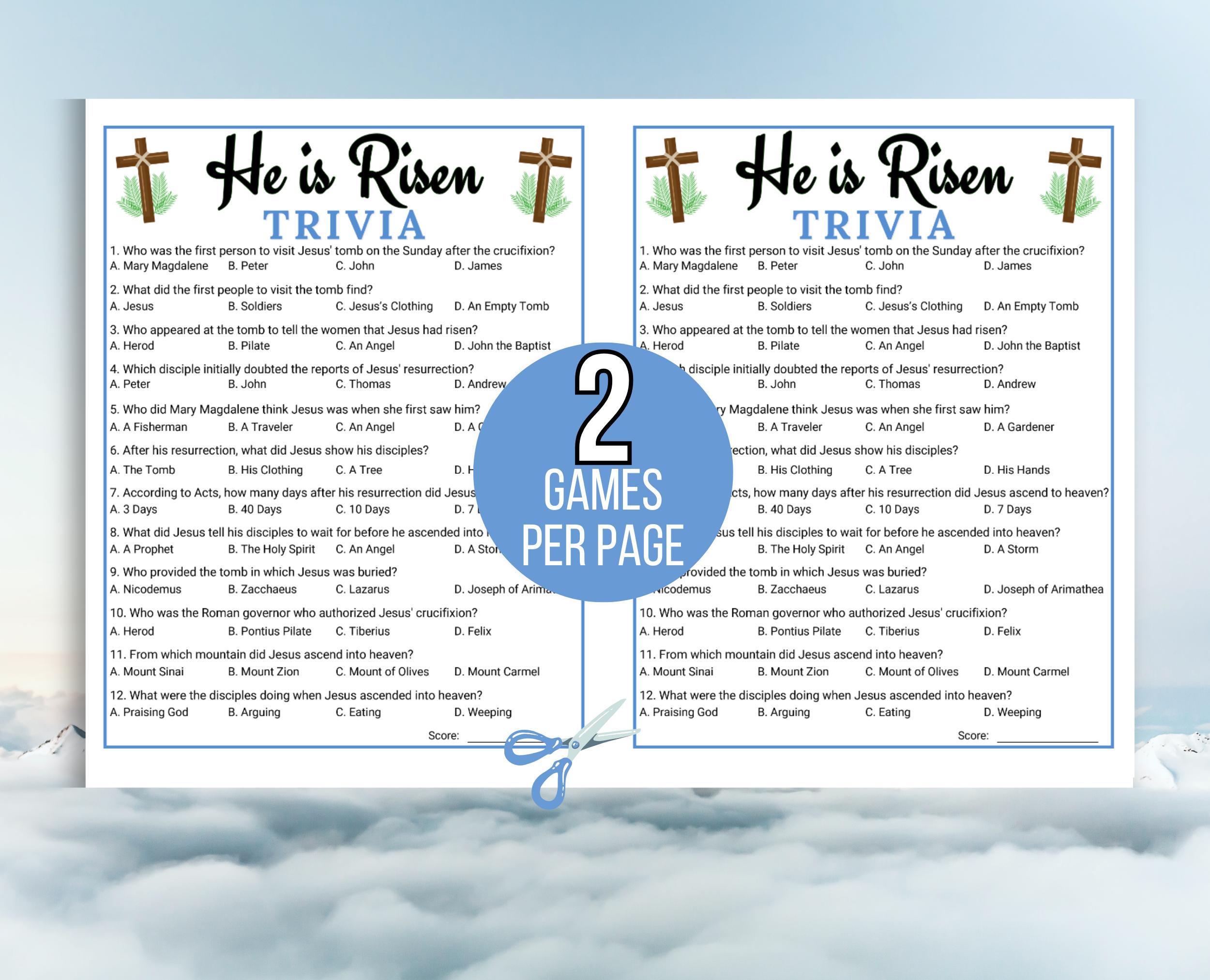 Easter Bible Trivia, Resurrection Trivia, He is Risen Trivia, Religious ...