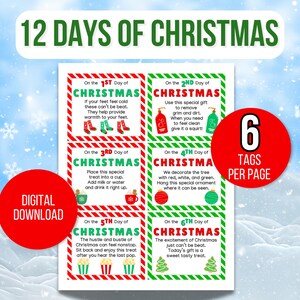 12 Days of Christmas Gift Tags, 12 Days of Christmas, Printable ...