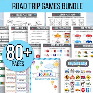 Mega Kids Road Trip Games, Travel Activities, Road Trip Games Bundle ...