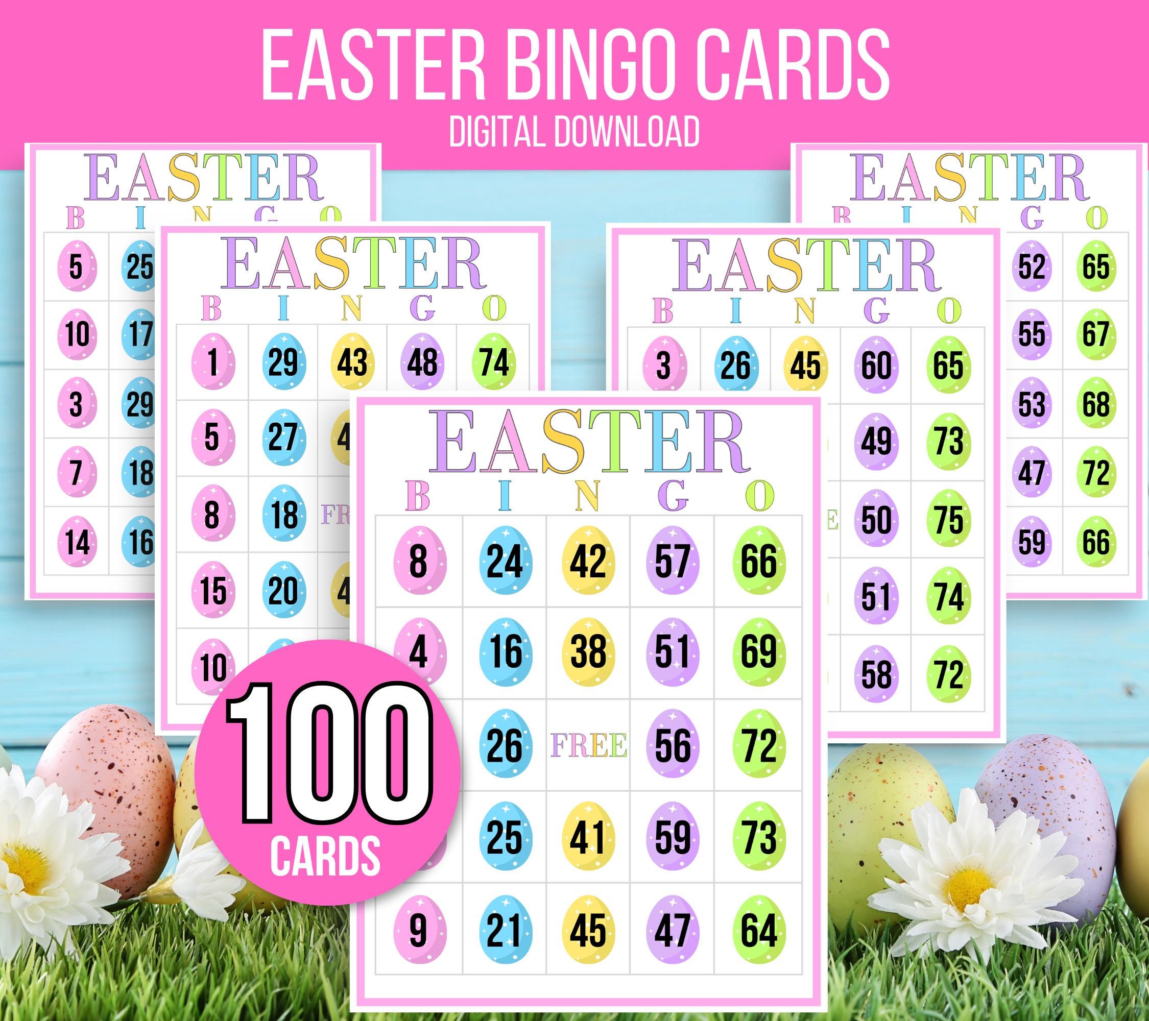 Easter Bingo, 100 Easter Bingo Cards, Easter Activity, Kids Easter ...