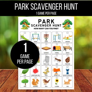 Park Scavenger Hunt for Kids, Outdoor Park Scavenger Hunt, Park ...