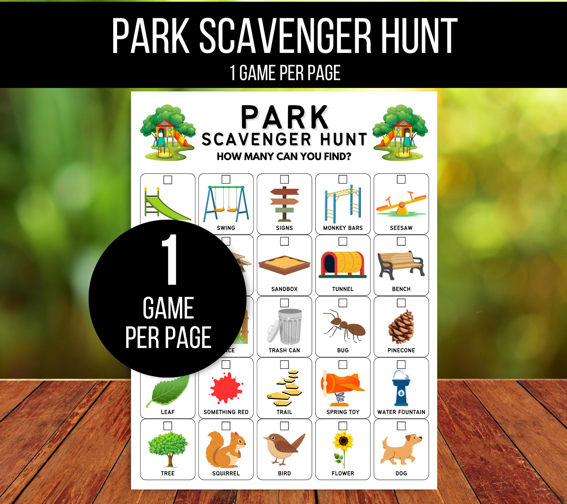 Park Scavenger Hunt for Kids, Outdoor Park Scavenger Hunt, Park ...