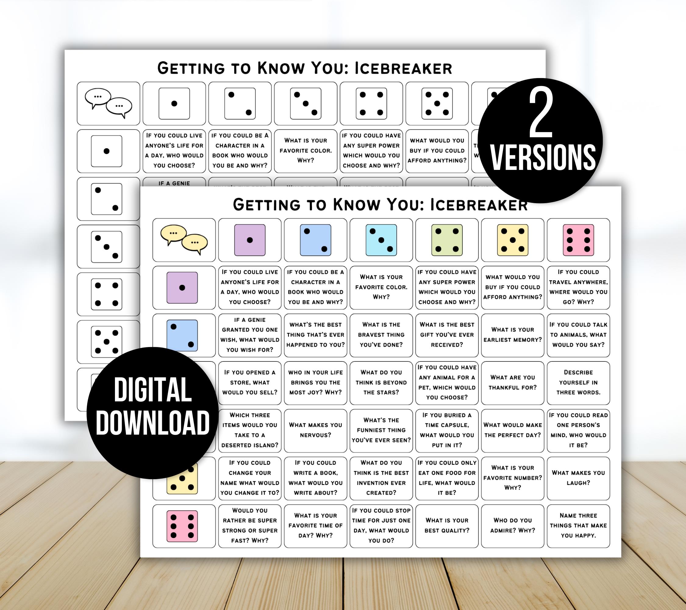 Icebreaker Game, Icebreaker Activity, Team Building Game, Table Talk ...