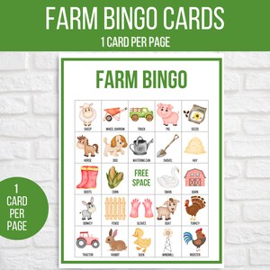 Farm Bingo 30 Printable Farm Bingo Cards Barnyard Bingo - Etsy